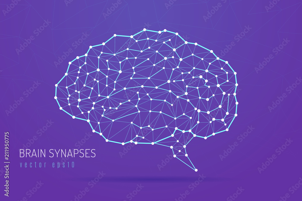 Brain synapses abstract design with dots and connecting lines vector ...