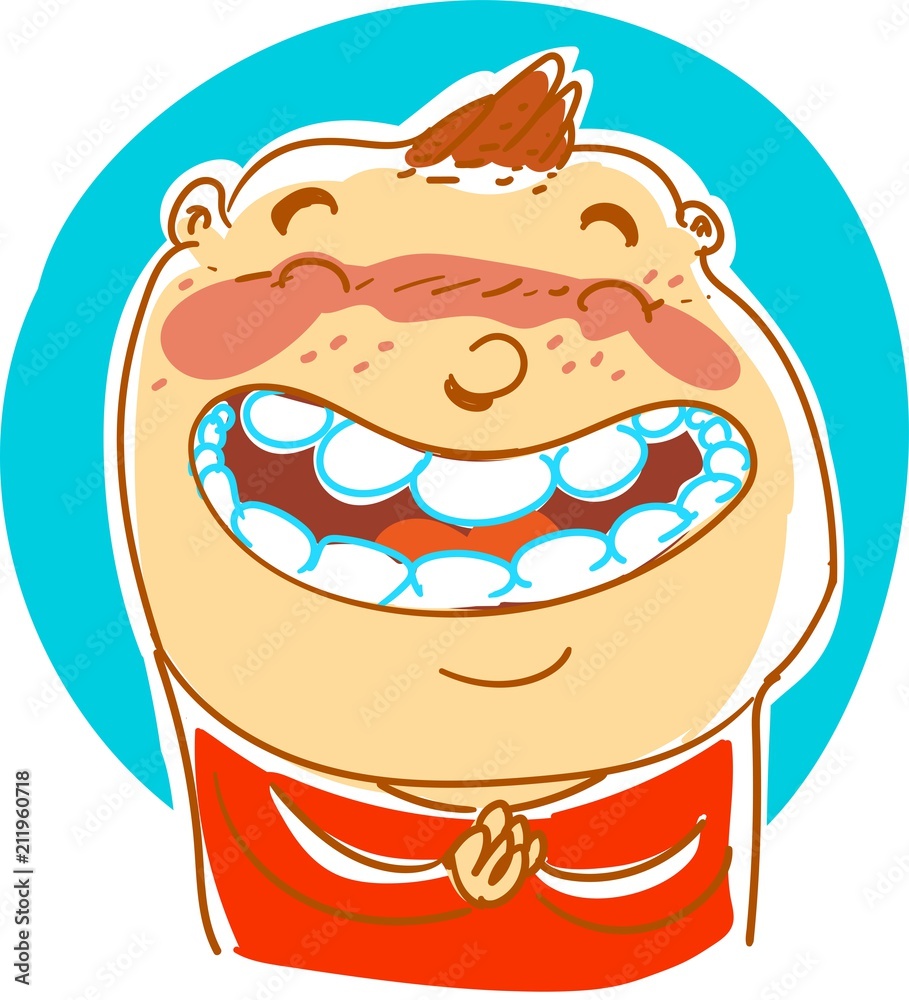 smiling boy funny cartoon sketch style vector illustration Stock Vector ...