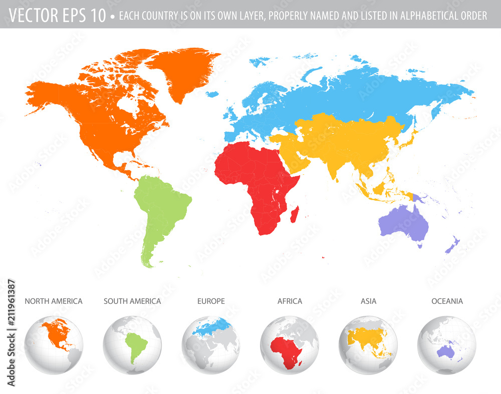 Vector Colorful World Map Stock Vector | Adobe Stock