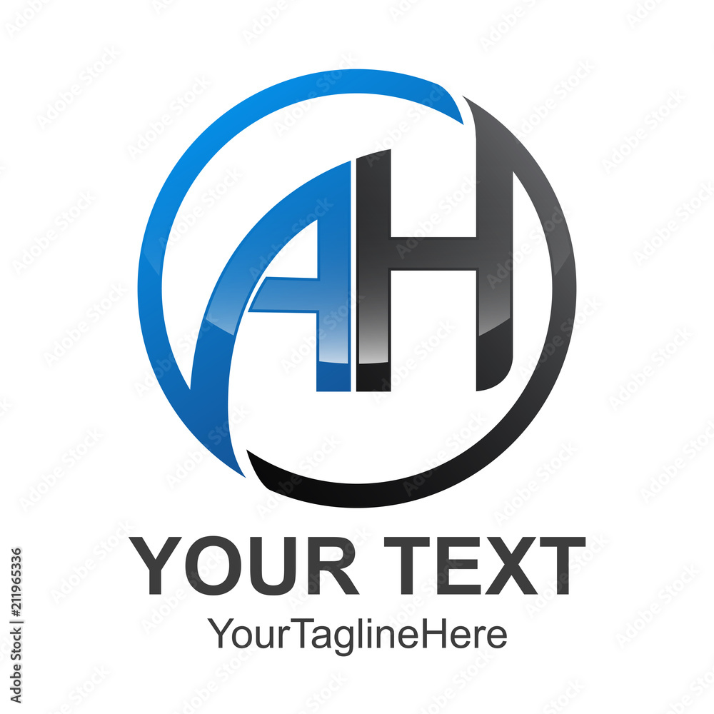 Circle Abstract Letter AH Initial alphabet Logo design Template white ...