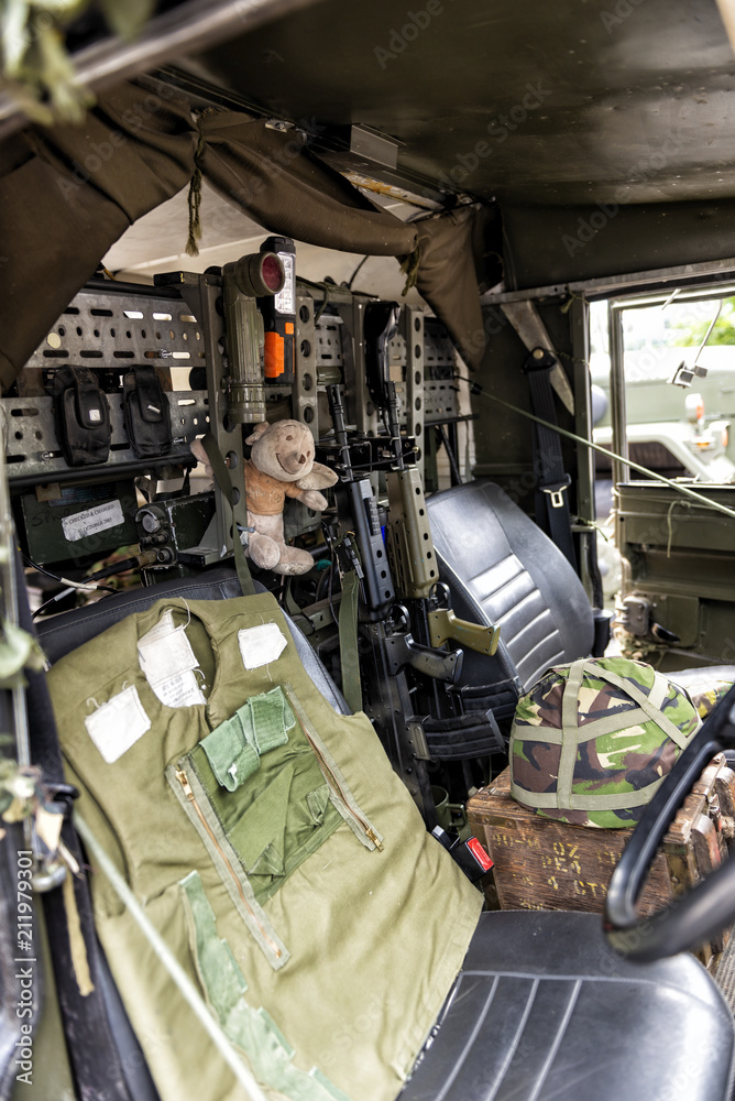 Military Transport Truck Combat Ready - Interior View Stock Photo ...