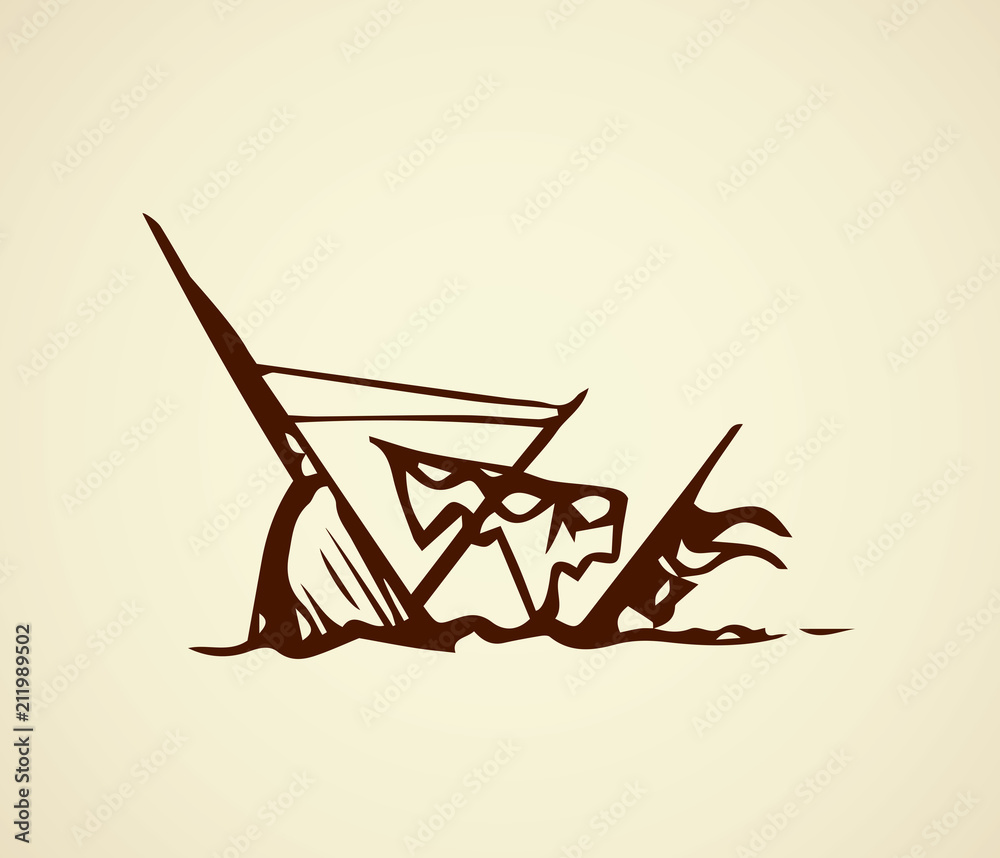Sunken ship. Vector drawing Stock Vector | Adobe Stock