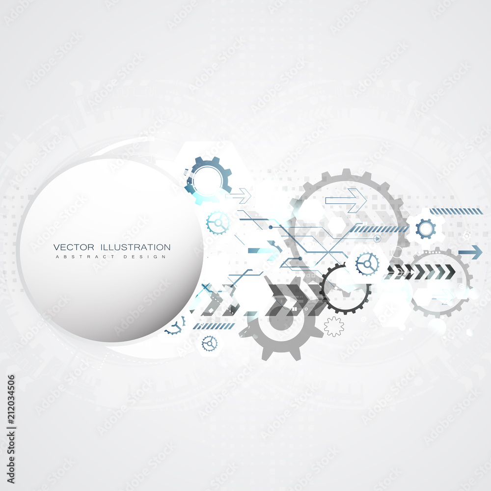 digital technology design blue gear wheel engineering various elements ...