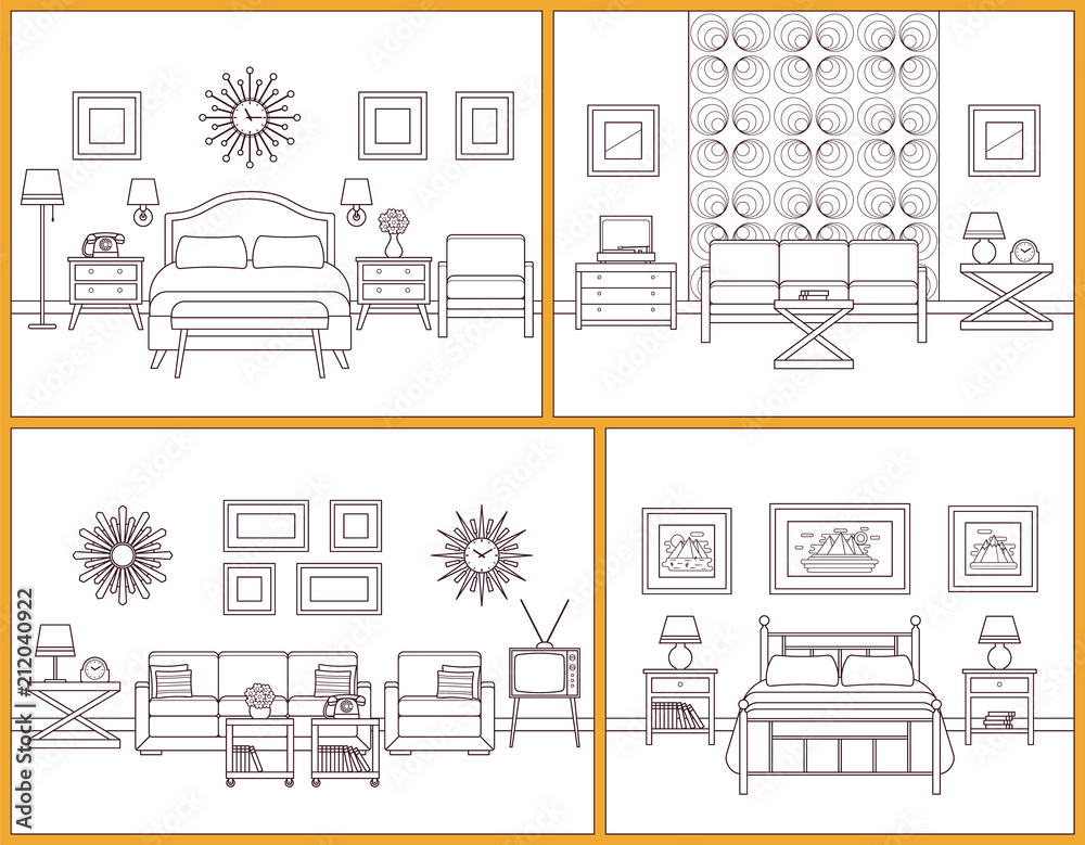 House Outline With Rooms