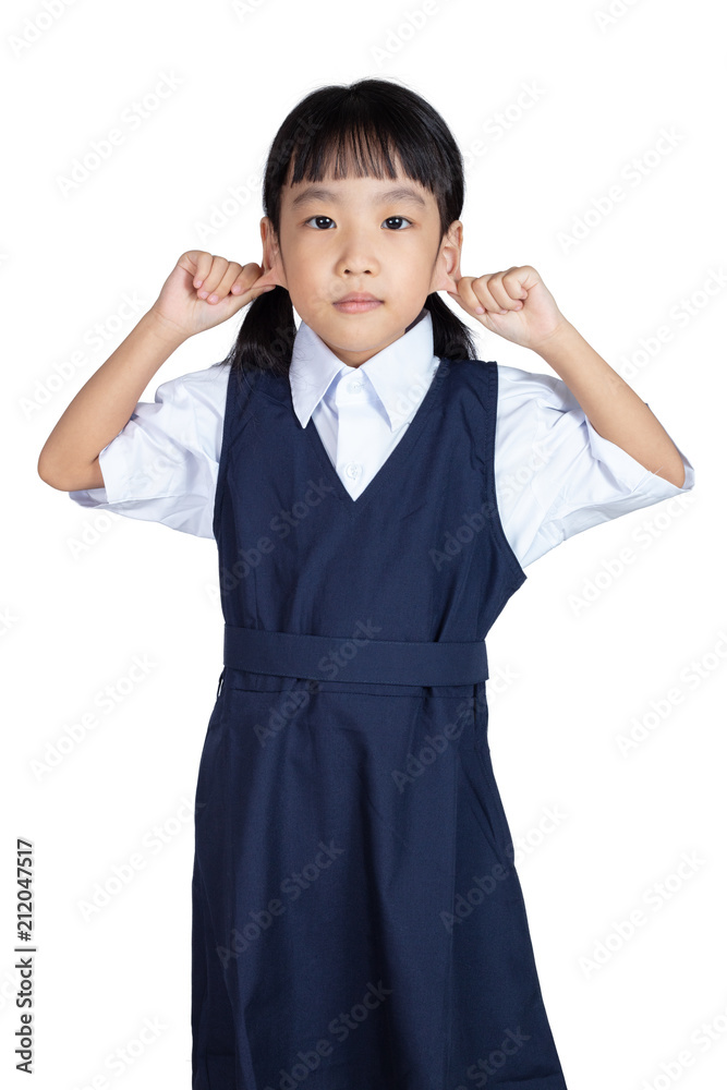 Asian Little Chinese Girl pulling her ears Stock Photo | Adobe Stock