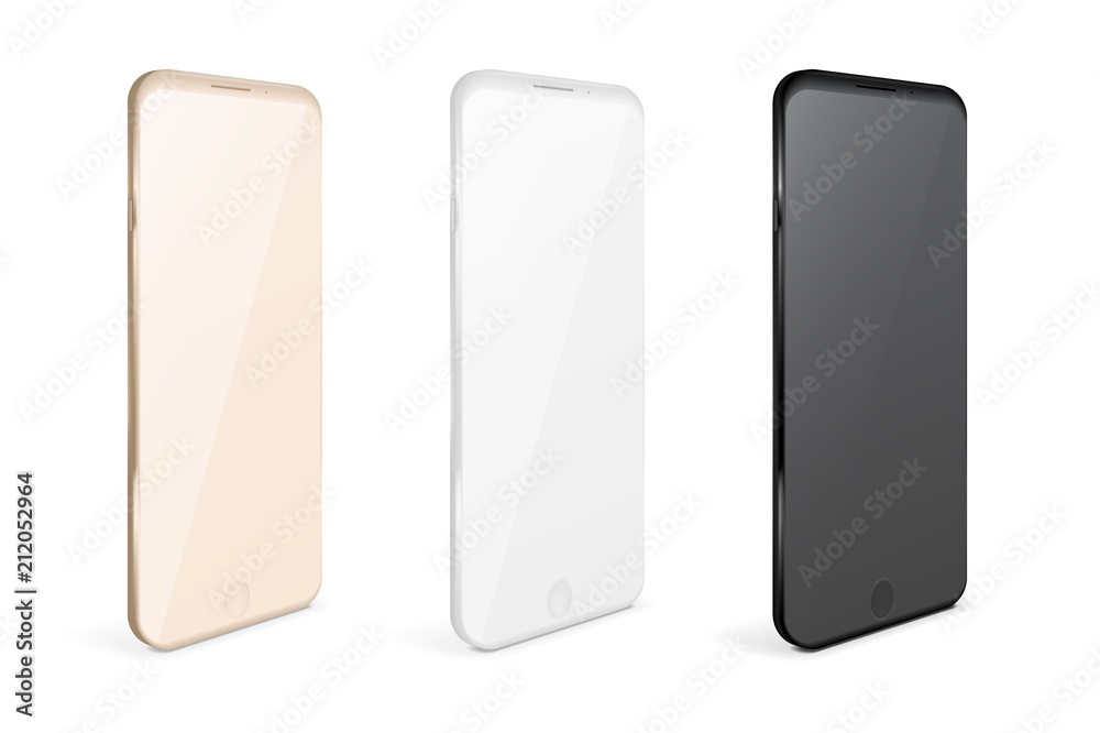 Realistic mobile phones. Smartphone illustration isolated on white ...