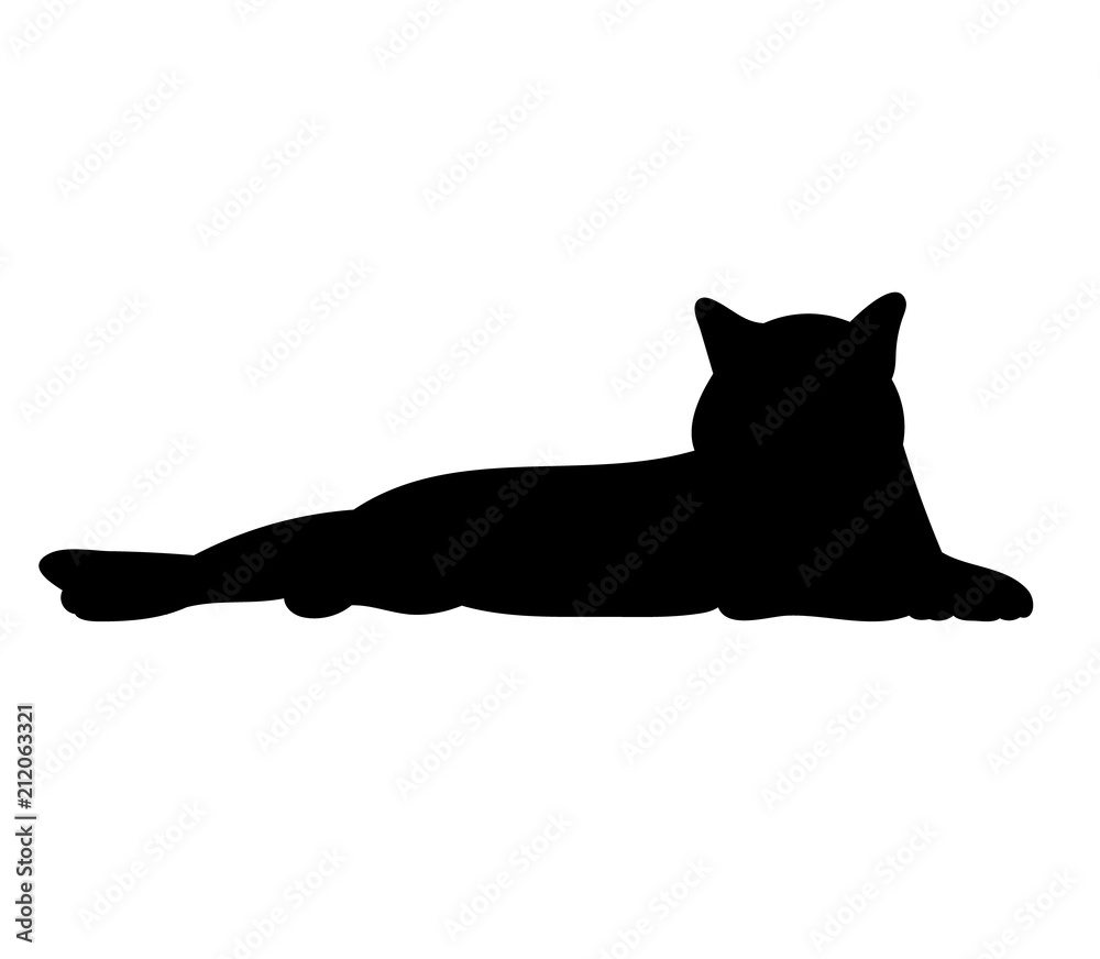 vector, isolated silhouette cat laying Stock Vector | Adobe Stock