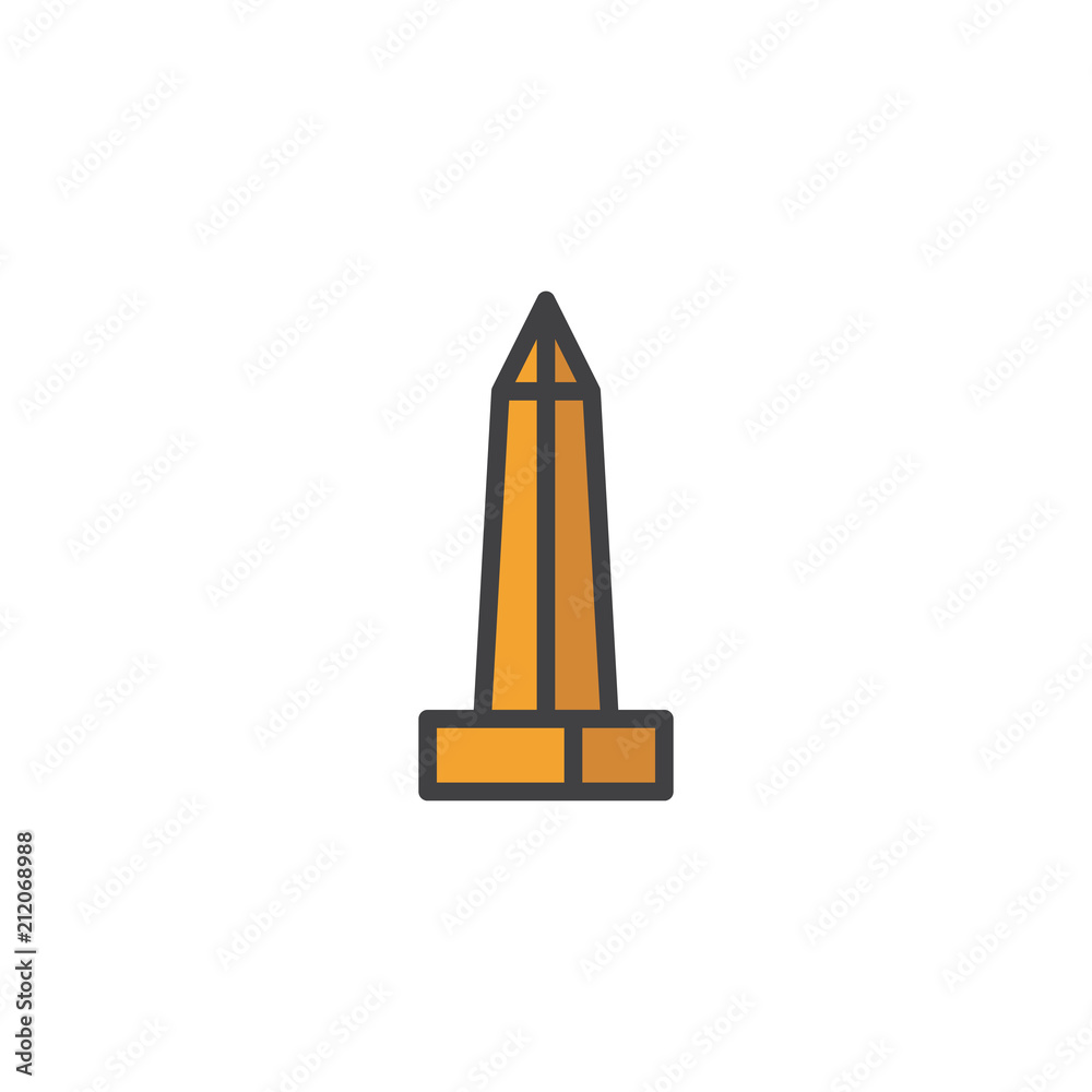 Egyptian Obelisk filled outline icon, line vector sign, linear colorful ...