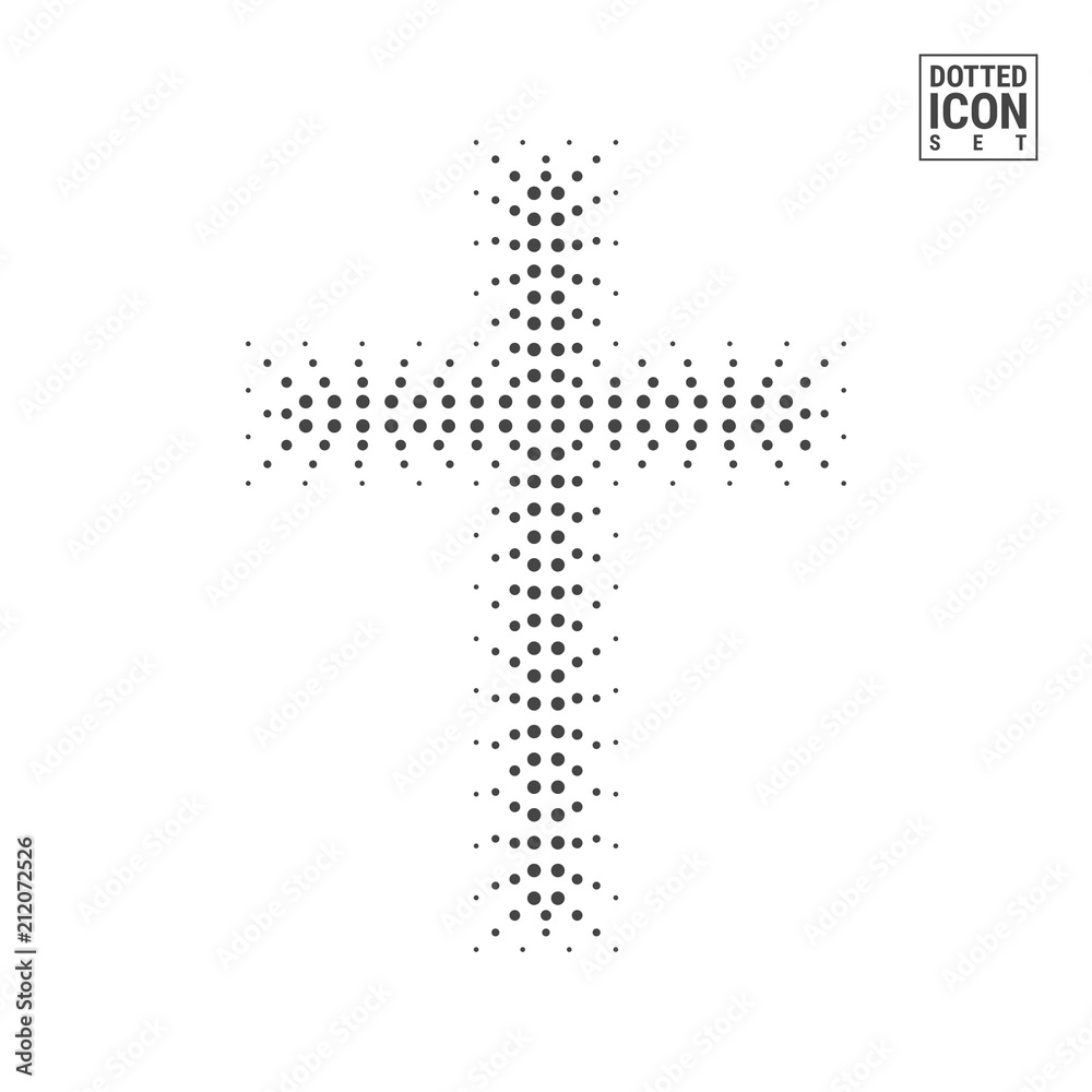 Halftone Christian Cross Isolated on White Background. Half Tone ...