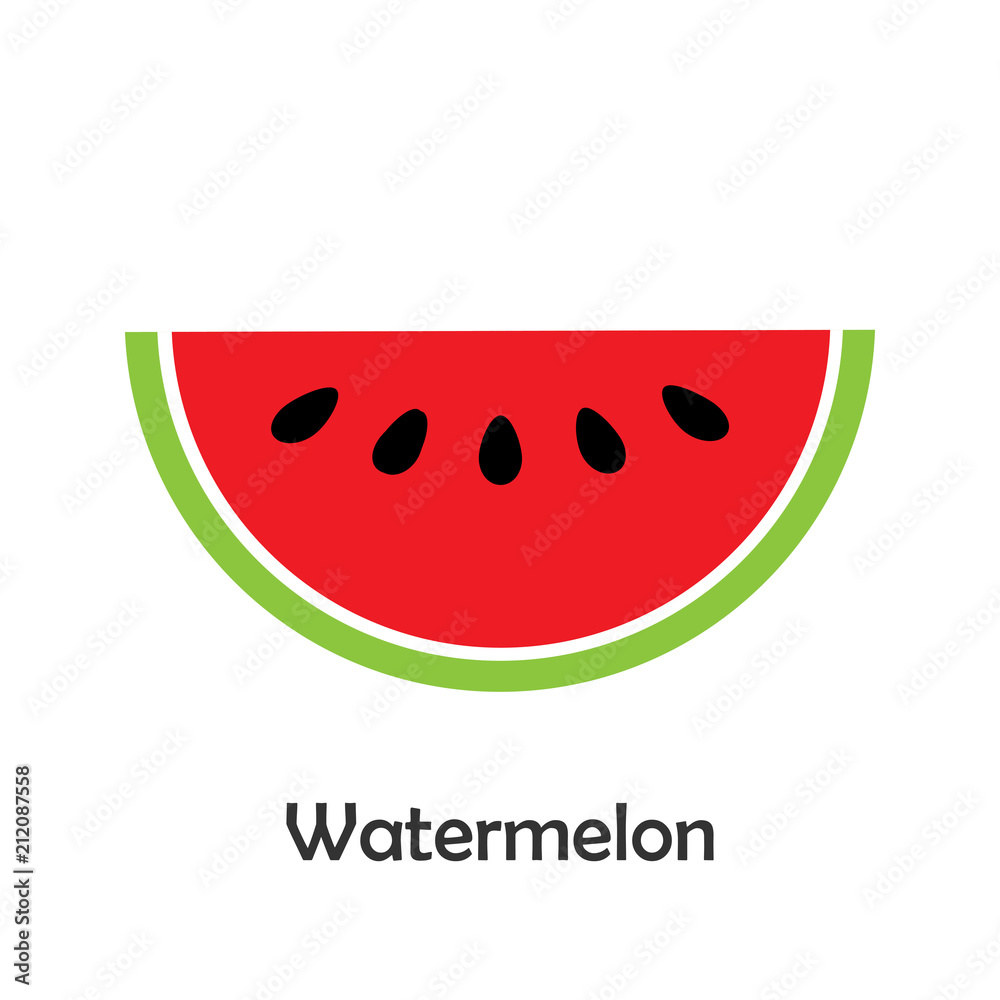 Watermelon slice in cartoon style, card with fruit for kid, preschool ...