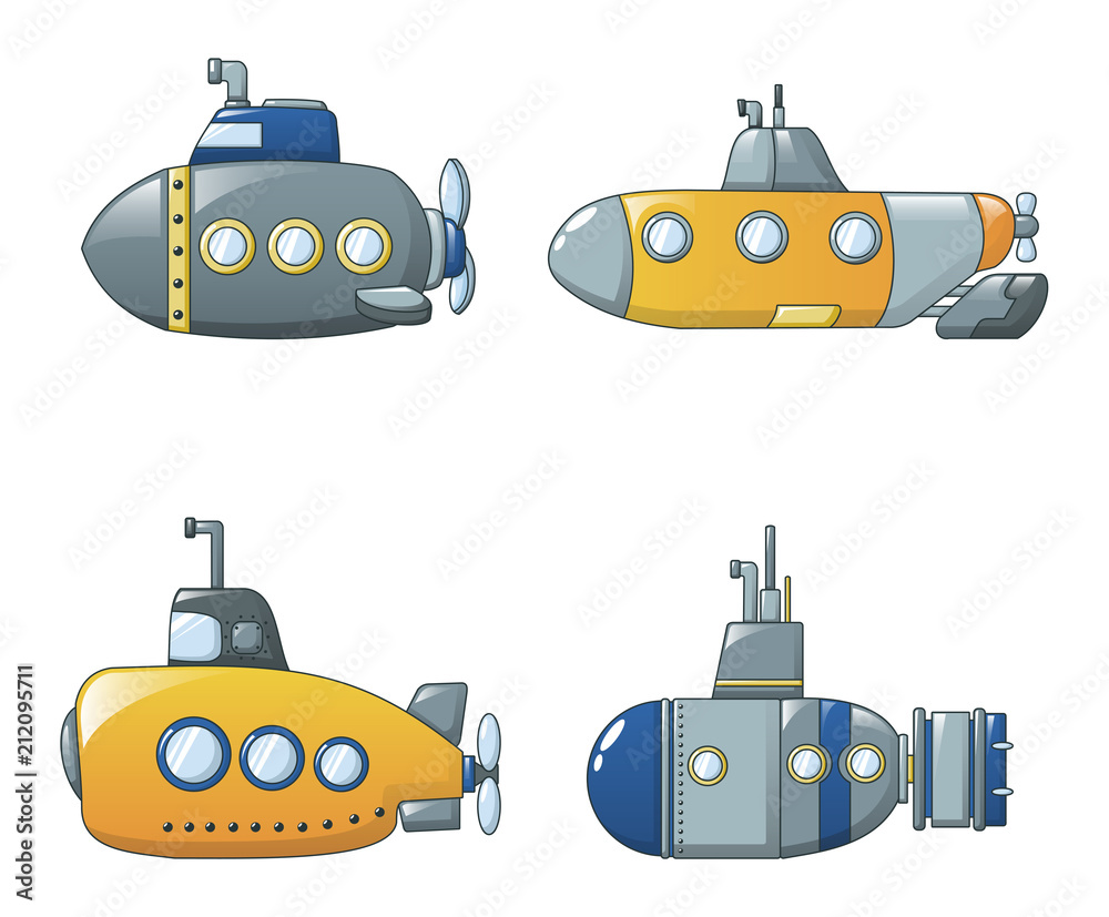 Periscope submarine telescope icons set. Cartoon illustration of 4 ...