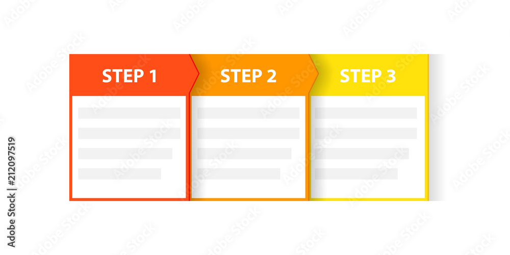 Three 3 easy steps process template Stock Vector | Adobe Stock