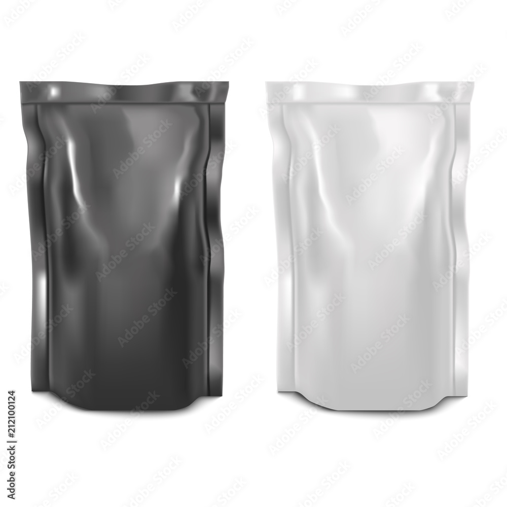 Black and White Doypack Package Mock Up in Realistic Style Stock Vector ...
