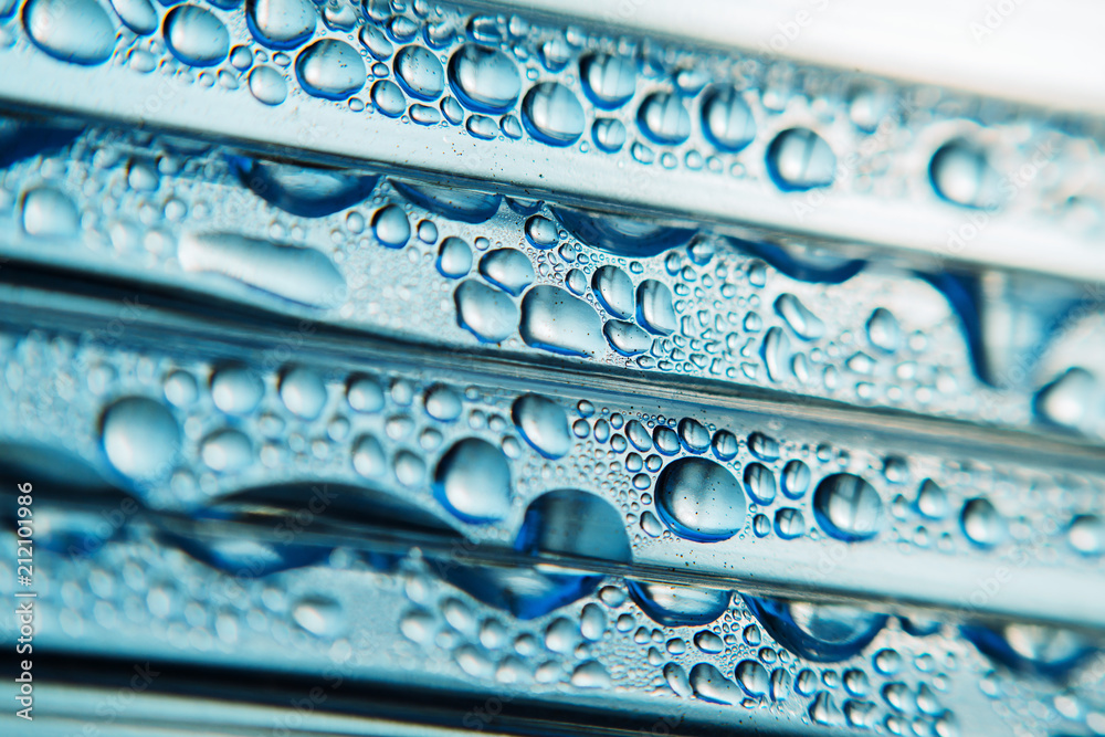 Water drops on a gradient background, covered with drops of water ...