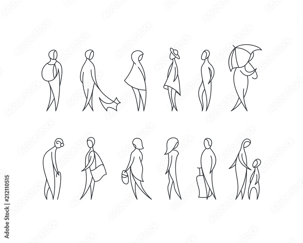 Vector set of stylized people figures Stock Vector | Adobe Stock