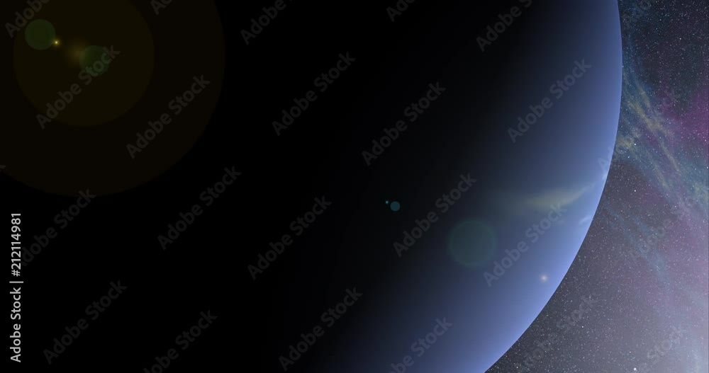 Coming around to the lit side of Neptune, in medium orbit. Lens fx ...