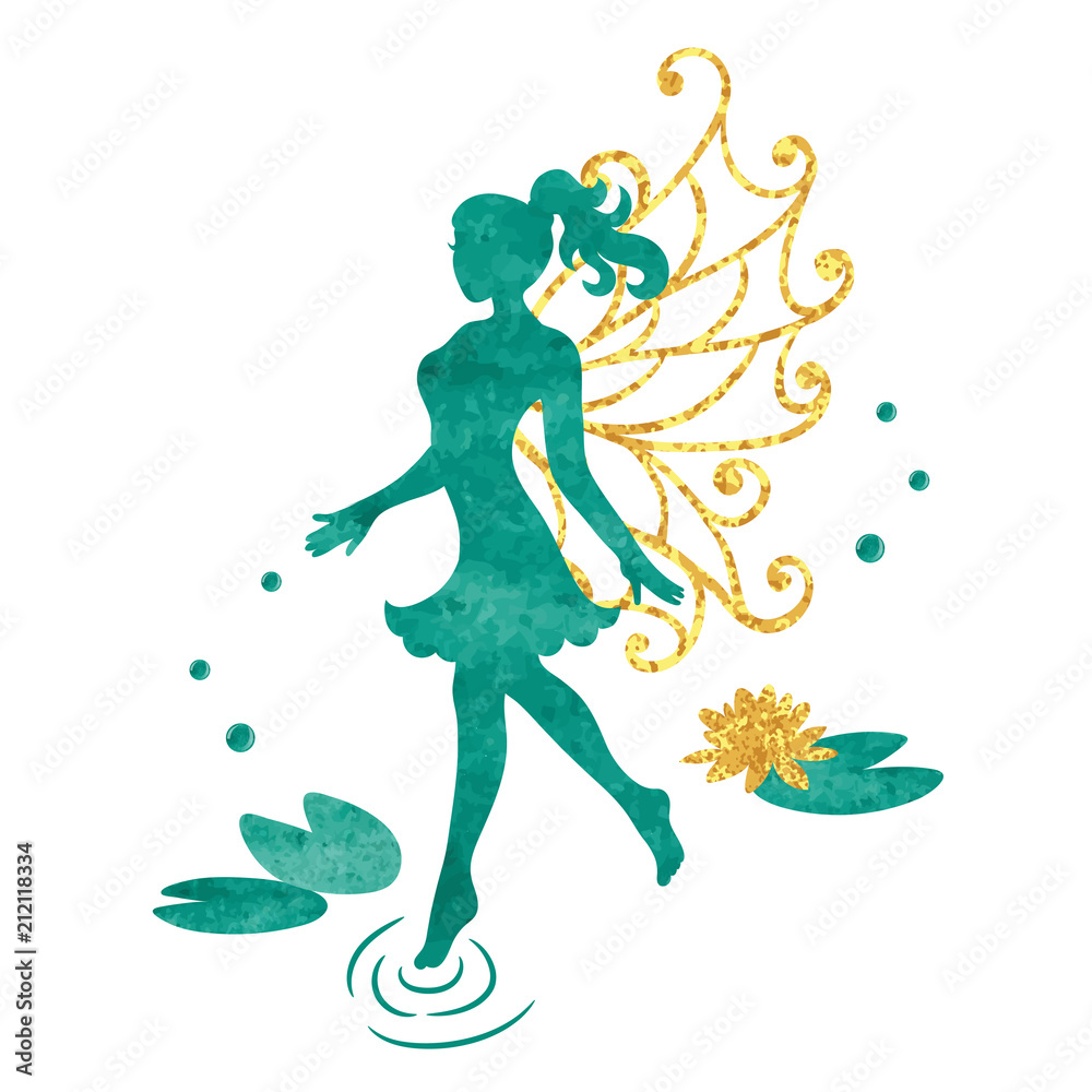 Watercolor water fairy isolated on white. Vector illustration. Stock ...