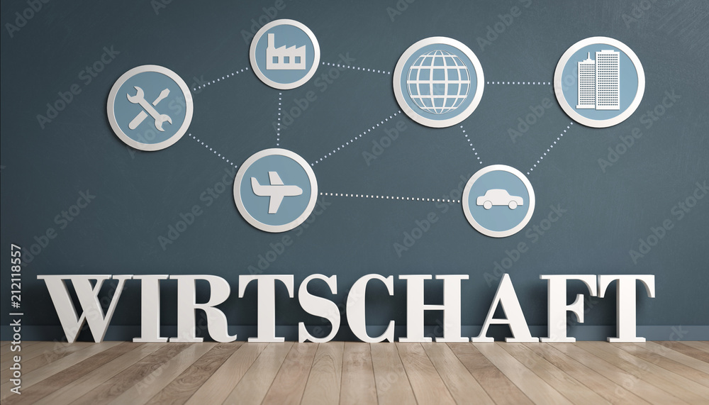 3D Raum Wirtschaft Symbole Stock-Illustration | Adobe Stock