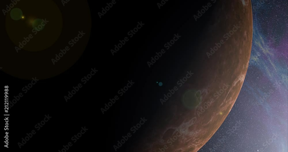 Coming around to the lit side of Venus, in medium orbit. Lens fx ...