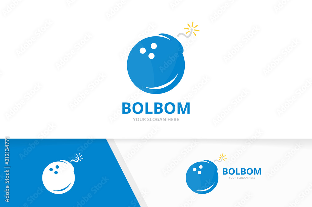 Vector bowling and bomb logo combination. Game and detonate symbol or ...