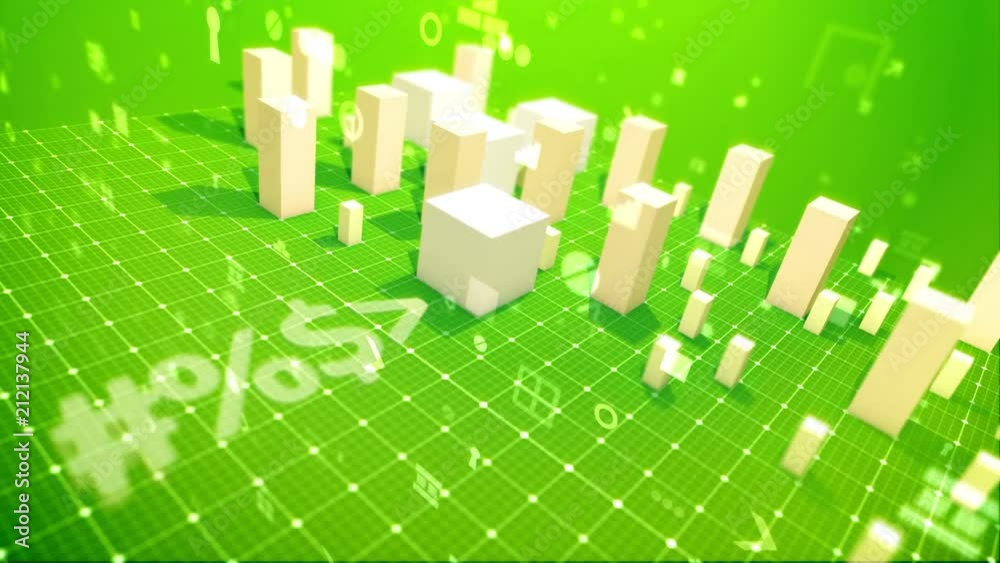 An exciting 3d rendering of a bar chart with rising rectangular columns ...