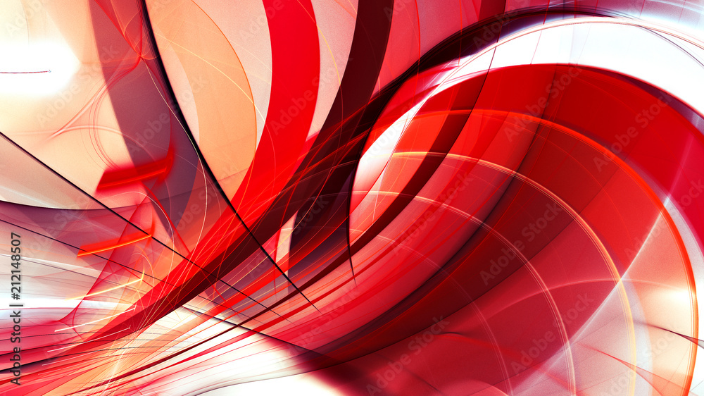 Abstract red line motion composition. Modern bright futuristic dynamic ...