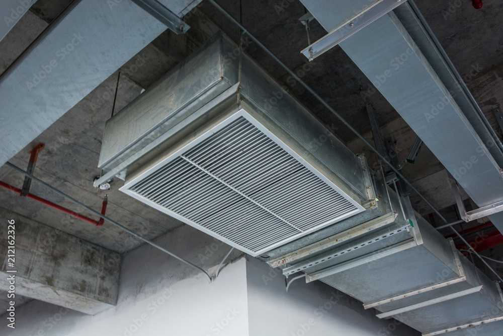 Ceiling mounted cassette type air conditioner Stock Photo | Adobe Stock