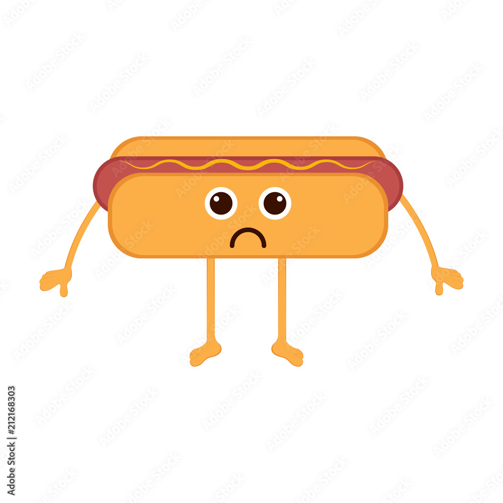Isolated sad hot dog emote Stock Vector | Adobe Stock