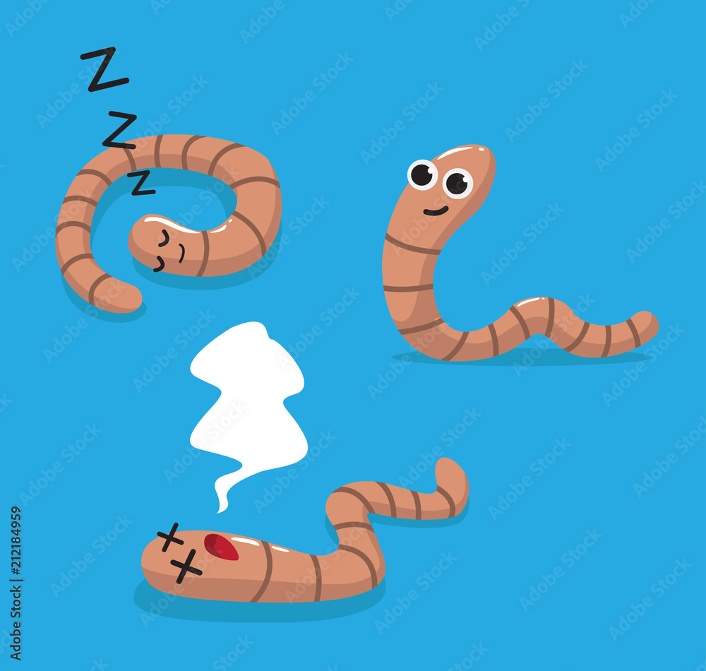 Worm Poses Cute Cartoon Vector Illustration Stock Vector | Adobe Stock