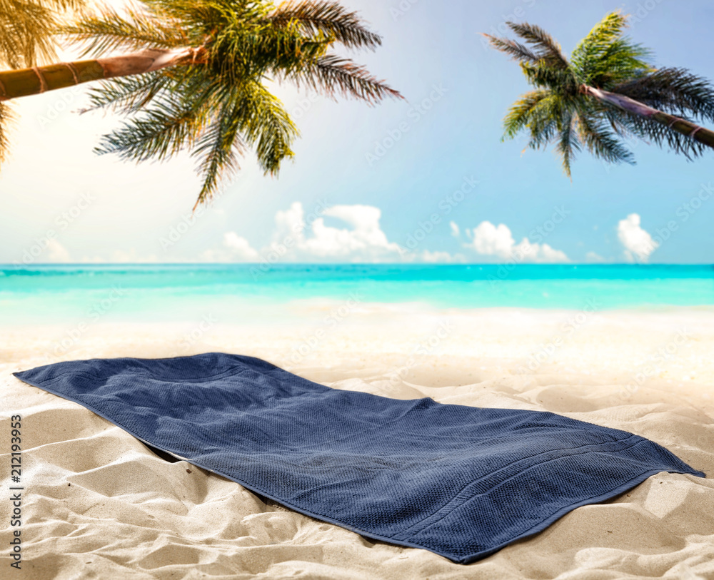towel background on beach and free space for your decoration. Stock ...