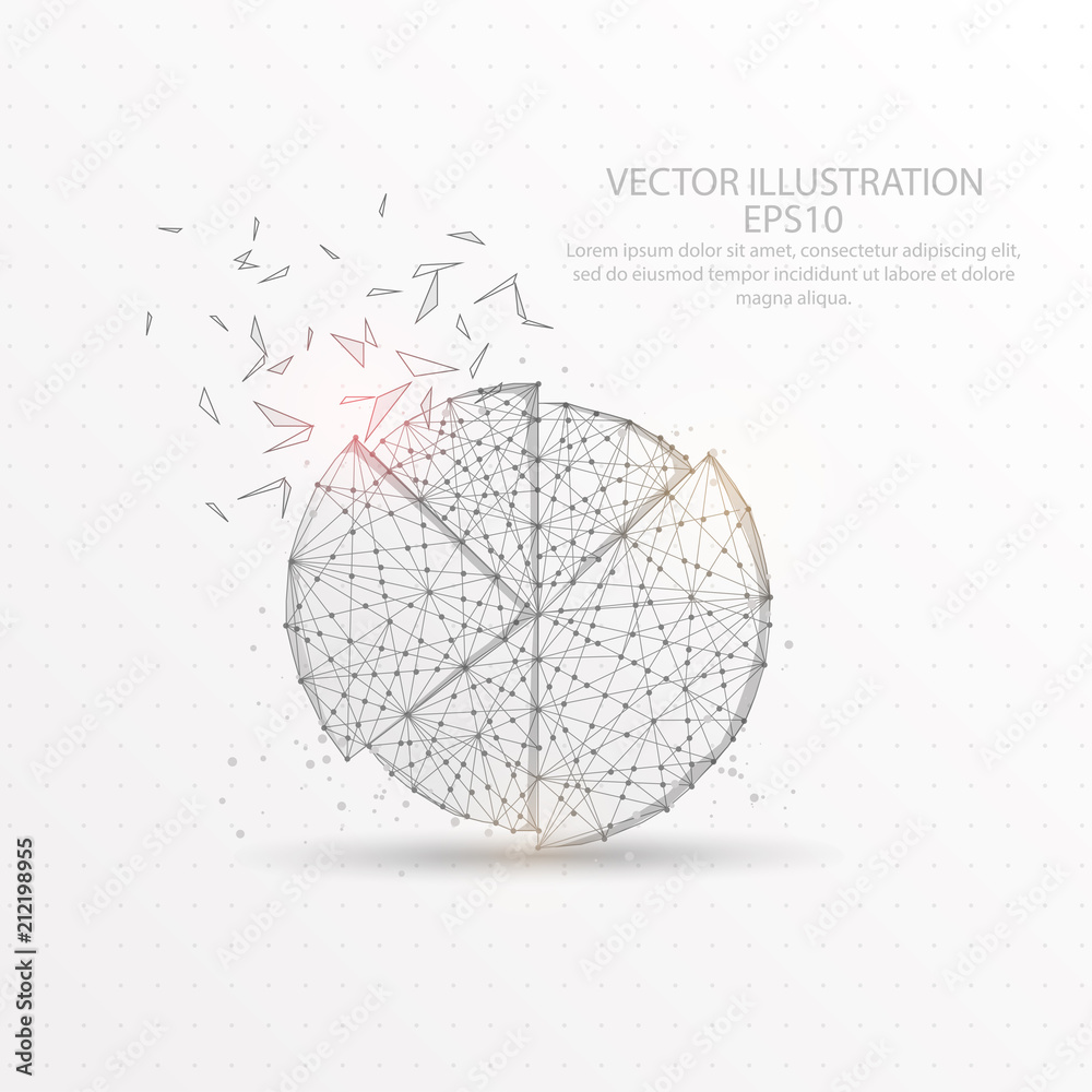 Pie chart low poly wire frame on white background. Stock Vector | Adobe ...