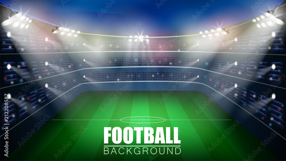 Football match. World championship stadium 3d vector background. Soccer ...