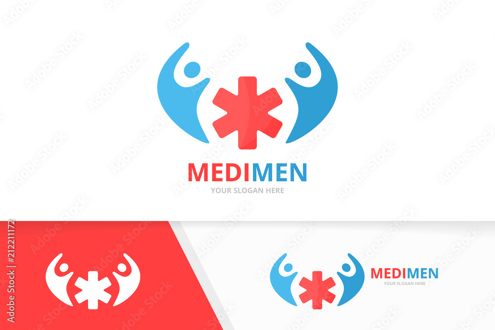 Vector ambulance and people logo combination. Medic and family symbol ...