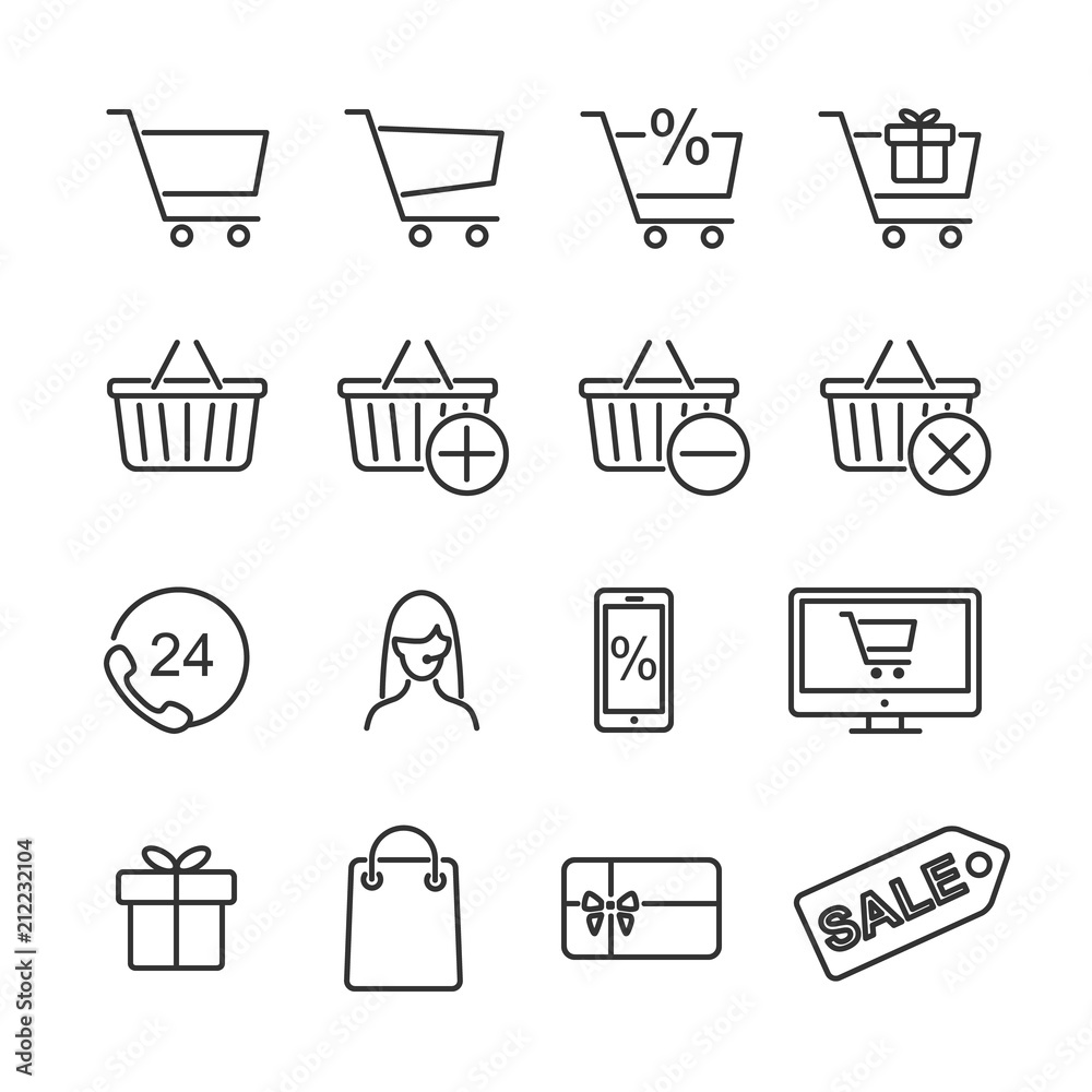 Vector image set of shopping line icons. Stock Vector | Adobe Stock