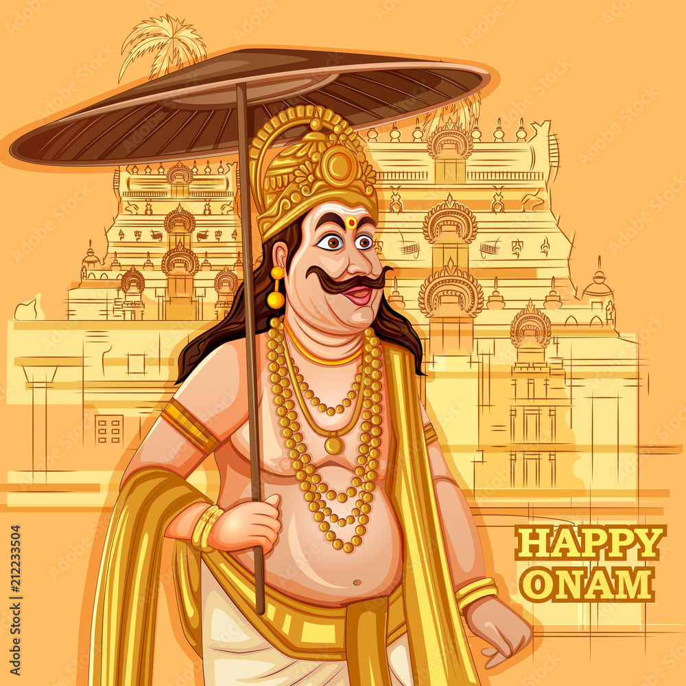 King Mahabali of Hindu mythology for South India Onam festival Stock ...