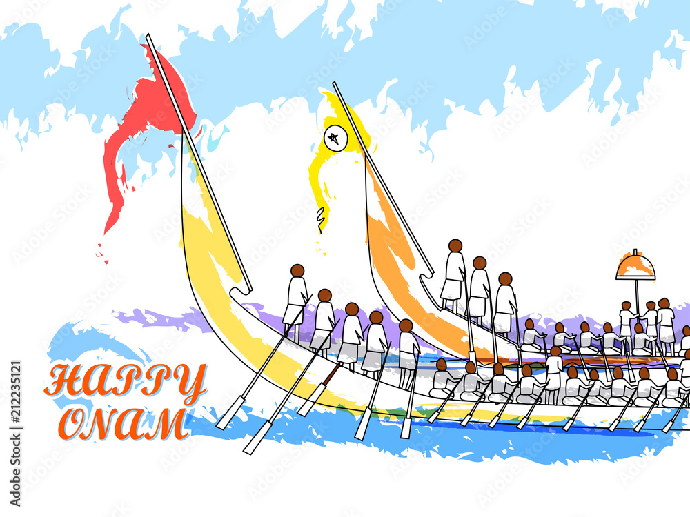 Boat Race competition on occasion of Onam Kerala festival Stock Vector ...