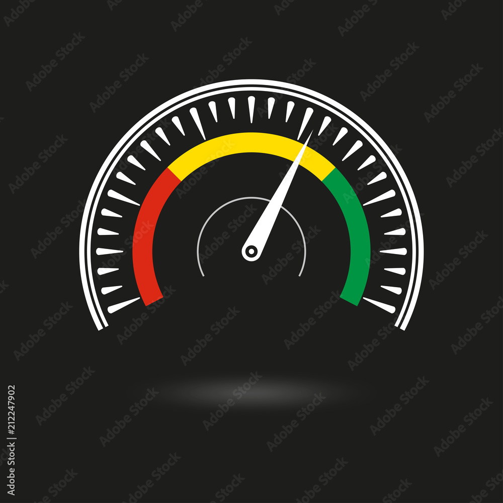 Speedometer icon. Gauge and rpm meter logo. Vector illustration. Stock ...