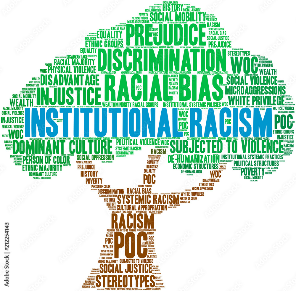 Institutional Racism Word Cloud on a white background. Stock Vector ...
