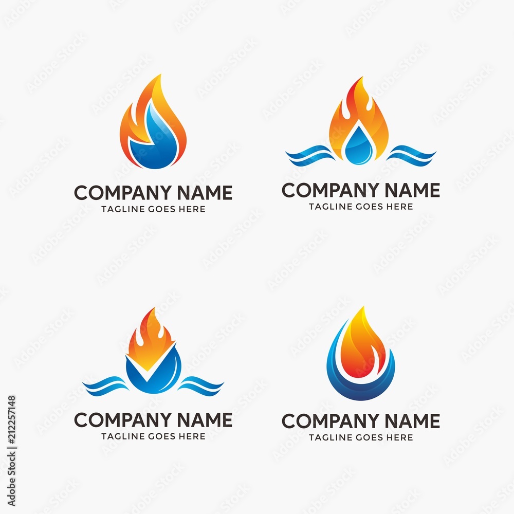 Flame, water logo design Stock Vector | Adobe Stock