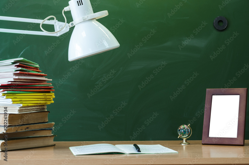 Teacher or student desk table. Education background. Education concept ...
