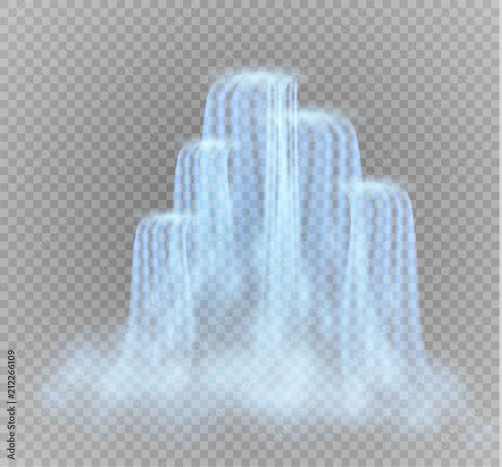 Realistic Transparent, Nature, stream of waterfall with clear water and ...