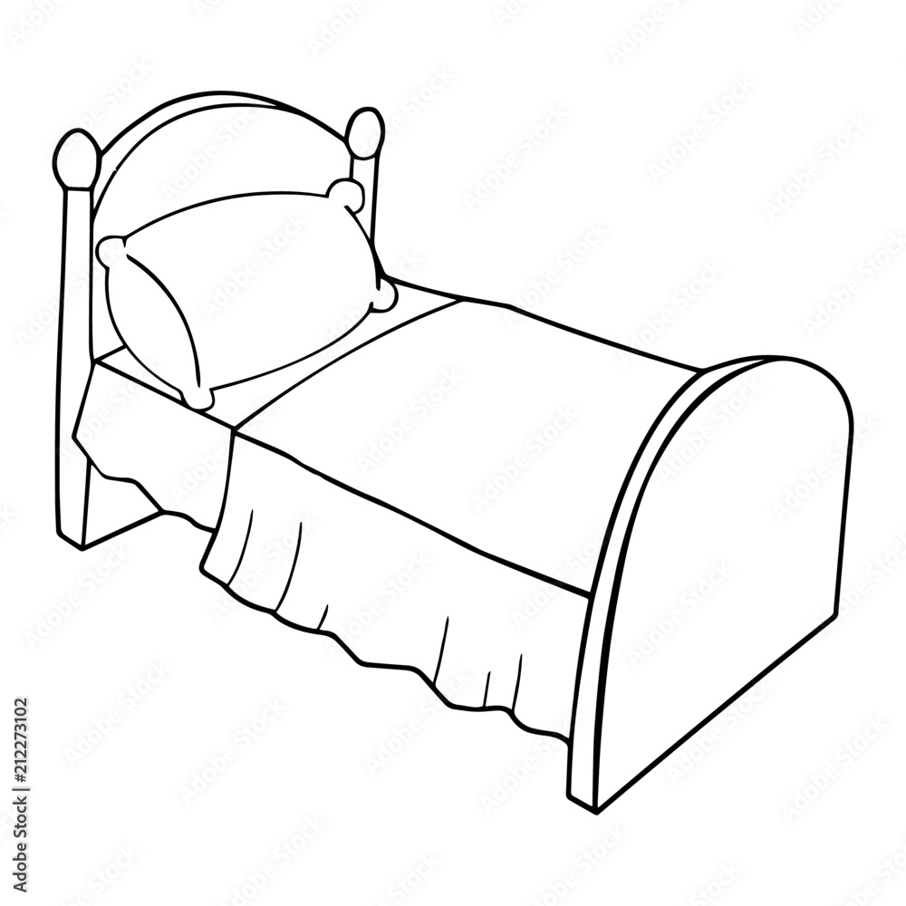 Bed cartoon illustration isolated on white background for children ...