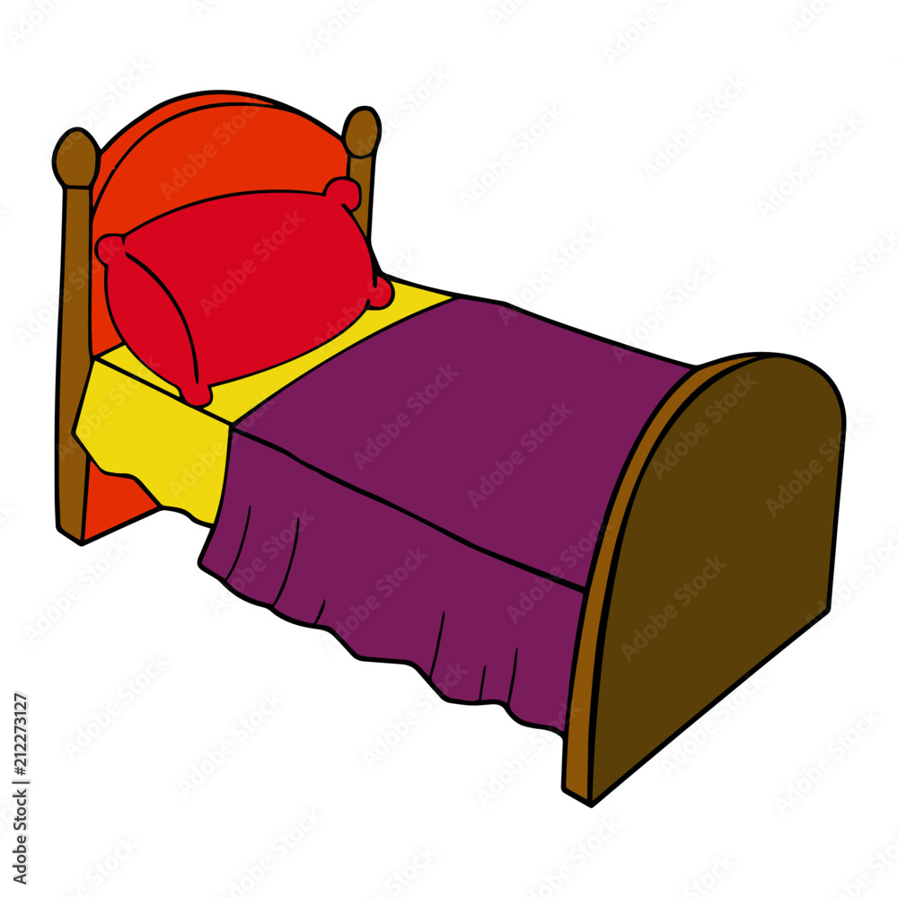 Bed cartoon illustration isolated on white background for children ...