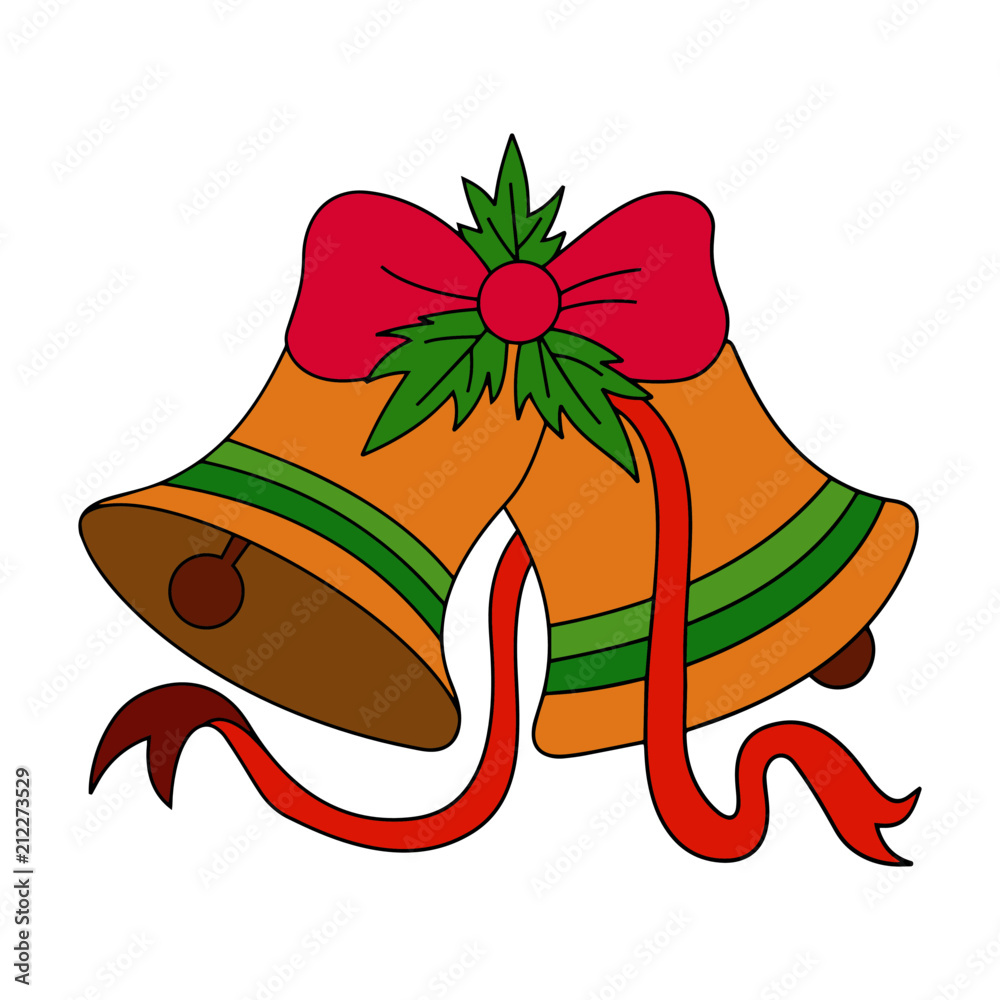 Christmas bell cartoon illustration isolated on white background for ...