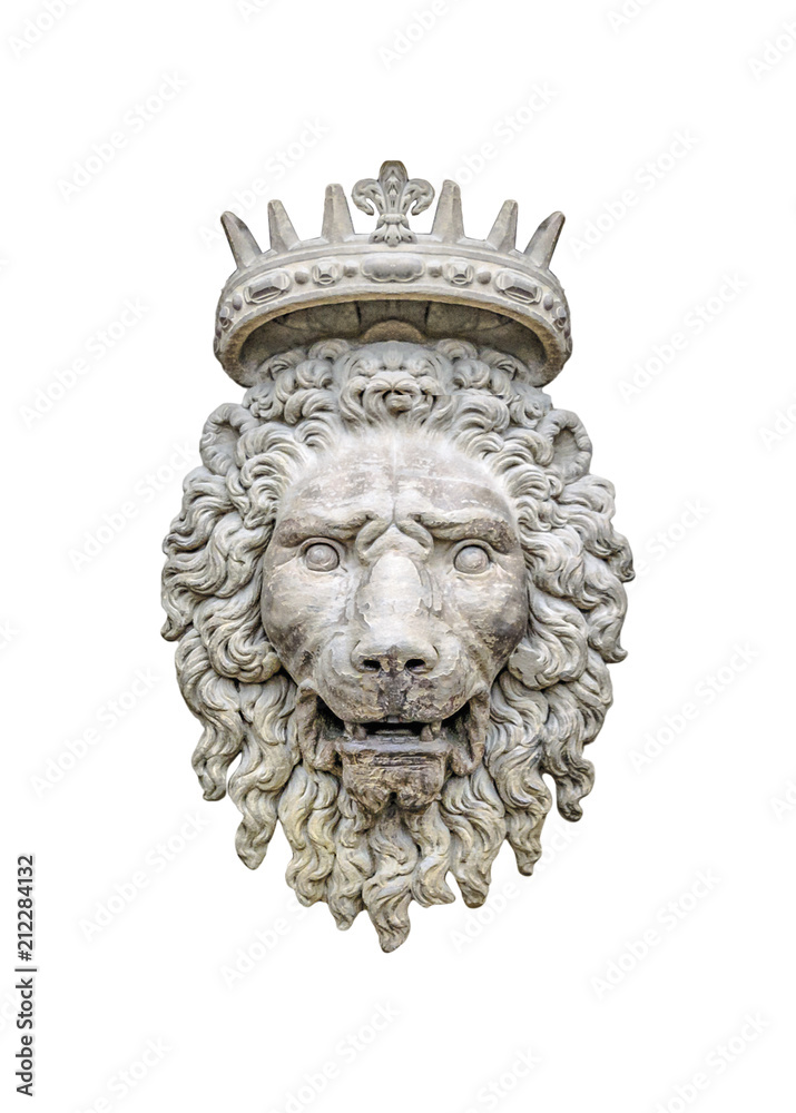 Lion With Crown Sculpture Isolated Photo Stock Photo | Adobe Stock