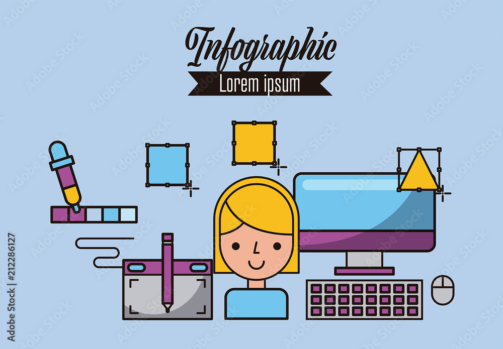 Flat Design Creative Process Graphic Design Infographic Stock Template ...