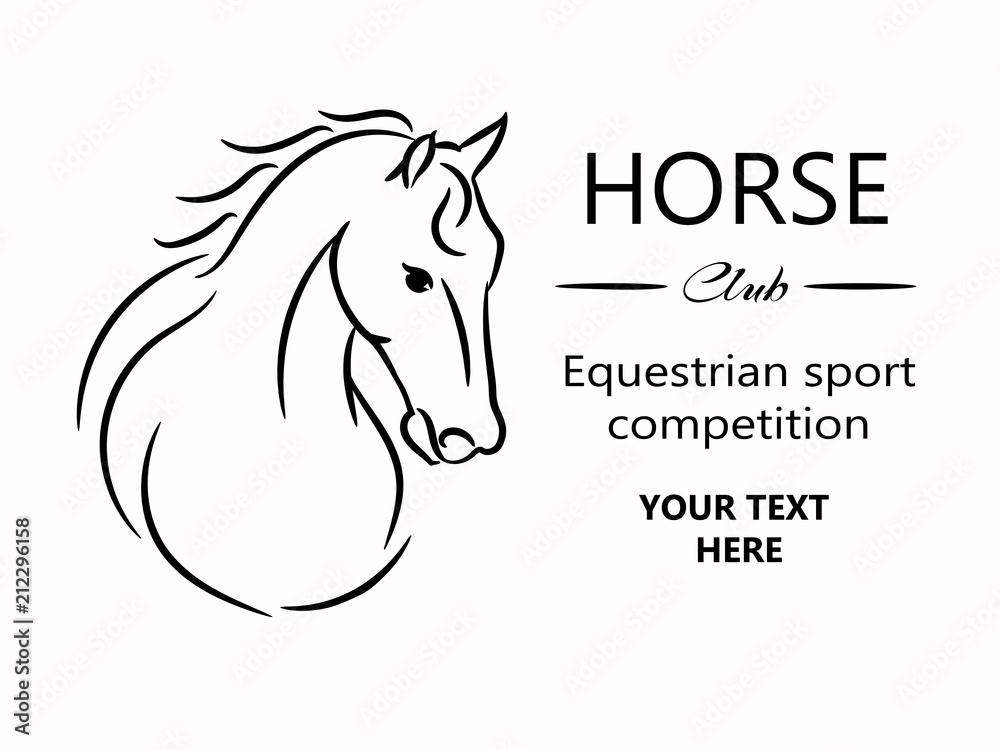 Horse head graphic logo template, vector illustration on white ...