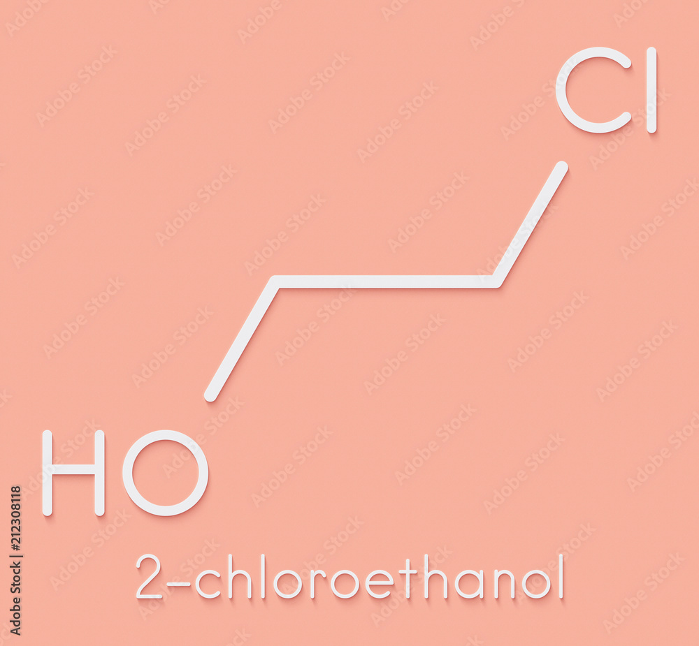 Ethylene chlorohydrin molecule. Side product formed during ethylene ...