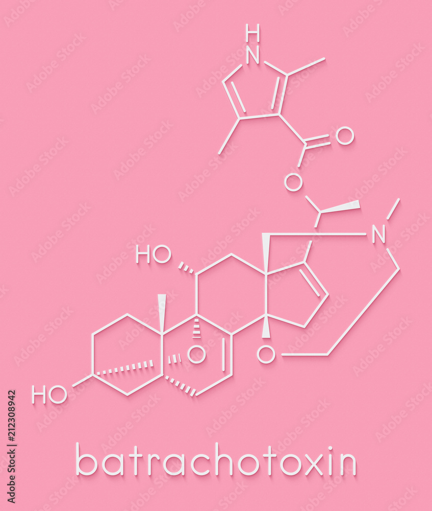 Batrachotoxin (BTX) neurotoxin molecule. Found in number of animals ...