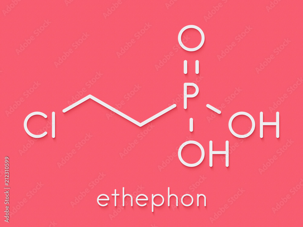 Ethephon plant growth regulator molecule. Skeletal formula. Stock ...